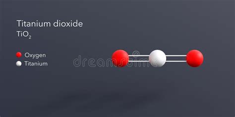 Titanium Dioxide Molecule 3d Rendering Flat Molecular Structure With Chemical Formula And Atoms