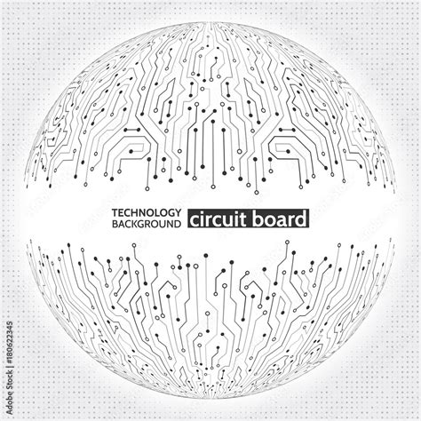 Abstract Digital Sphere Circuit Board On The Grey Background