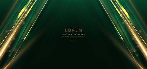 Abstract Elegant Dark Green Background With Golden Line And Lighting
