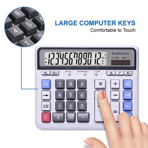 Comix Desktop Calculator With 12 Digit Large LCD Display And Large Computer Keys Solar Battery