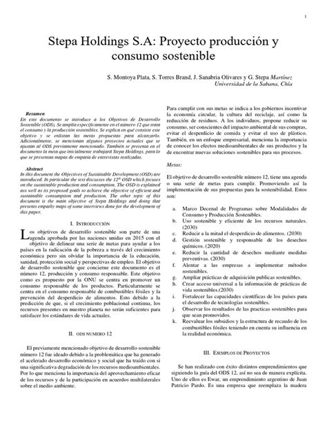 Proyecto Stepa Holdings Pdf Sustentabilidad Desarrollo Sostenible