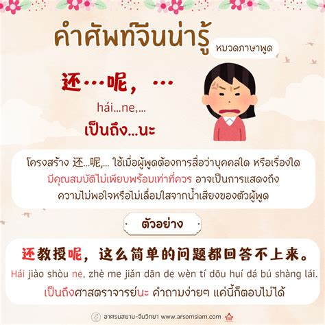 อาศรมสยาม จีนวิทยา คำศัพท์จีนน่ารู้ หมวดภาษาพูด วันนี้เสนอคำว่า 还…呢 … 📍 还…呢 … Hái…ne