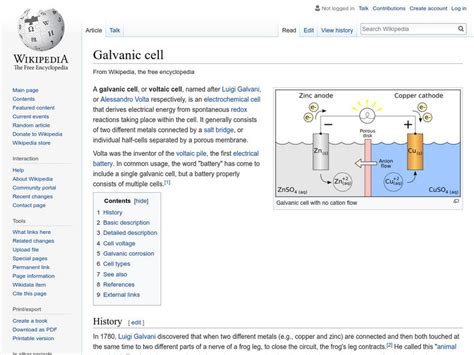 Wikipedia Galvanic Cell Handout For 9th 10th Grade Lesson Planet