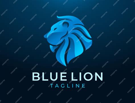 블루 라이온 로고 프리미엄 벡터