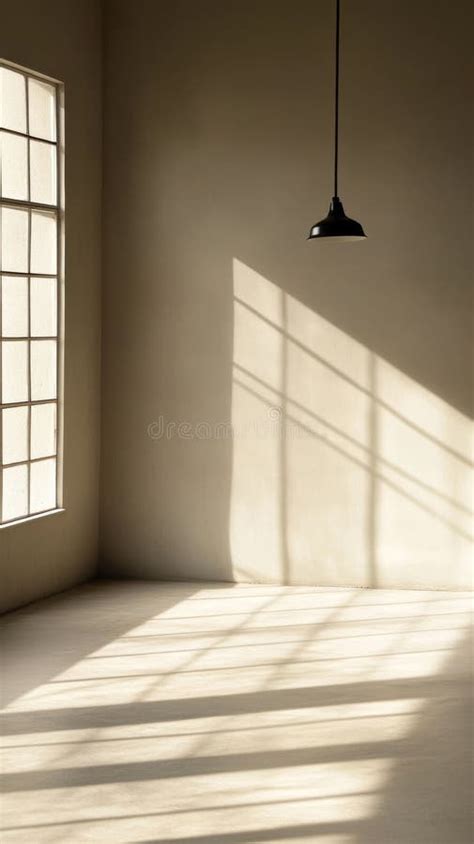 Natural Light Filtering Through A Large Window Creates Dramatic Shadows In A Minimalist Room
