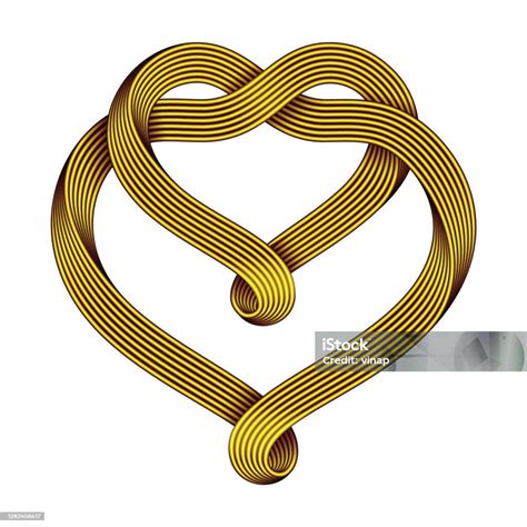 얽힌 황금 와이어 번들로 만든 두 마음의 결합의 표시 무한한 사랑의 상징 벡터 그림입니다 1위에 대한 스톡 벡터 아트 및 기타