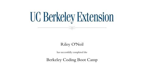Just Received My Berkeley Coding Boot Camp From University Of California Berkeley Extension