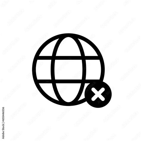 Globe Disconnect Icon With With Cross Check Mark Symbol Lost Connection Offline No Internet