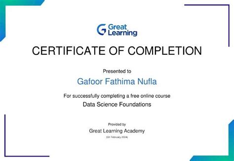 Fathima Nufla On Linkedin Greatlearningacademy Greatlearning Glacertificate
