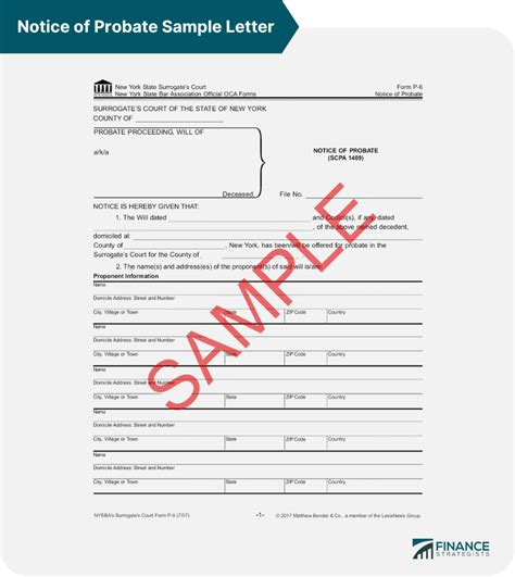 Notice Of Probate Sample Letter Finance Strategists