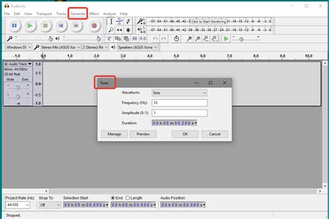Andres Blog Using Generate Tone Tool In Audacity