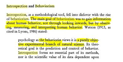 My Favorite Excerpts Behaviorism VS Introspection