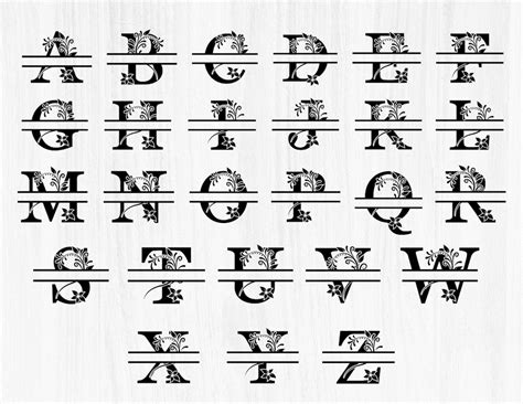 Split Letters Monogram Alphabet Svg Split Monogram Letters Split Monogram Letters For Cricut