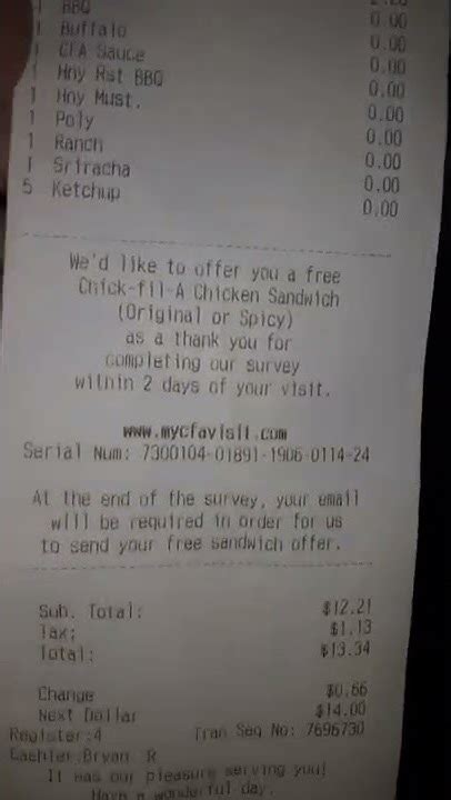 My Receipt At Chick Fil A Youtube