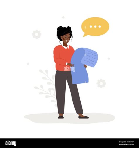 User Manual Concept Female Character With Guide Instruction African Woman Reading User