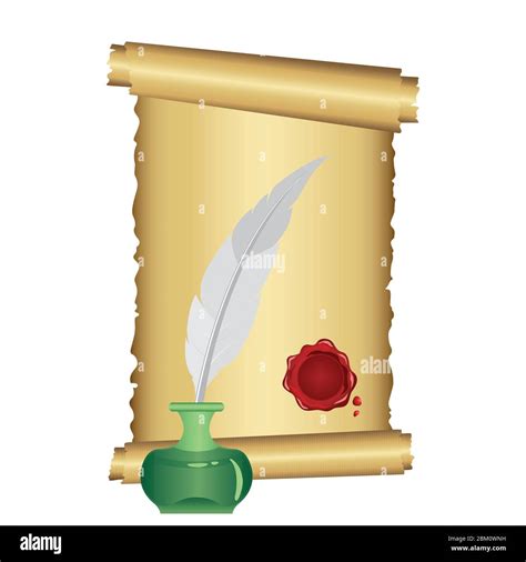 Papyrus Scroll Vector Illustration Isolated On White Background Stock