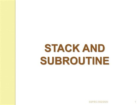 Stack And Subroutine Pptx