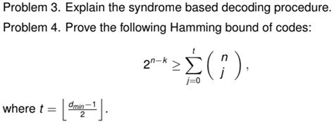 solved problem 3 explain the syndrome based decoding