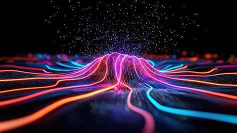 Colorful Light Trails Create A Dynamic Visual Effect At Night Stock
