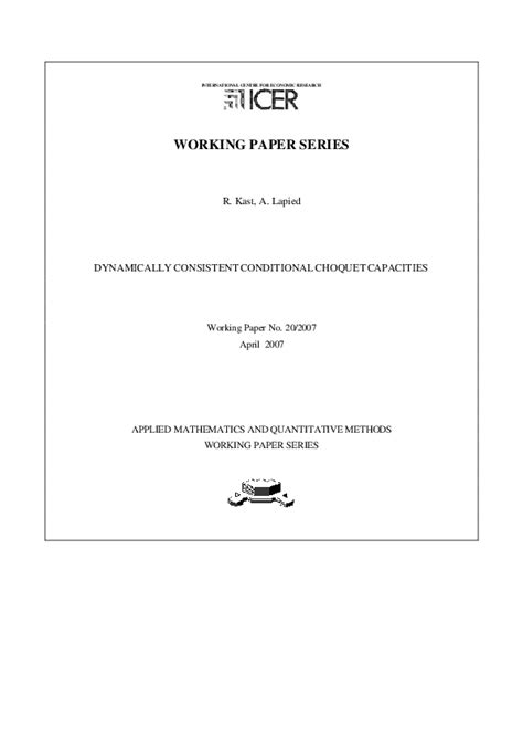 Pdf Dynamically Consistent Conditional Choquet Capacities