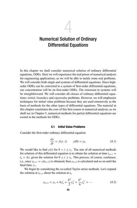 NUMERICAL SOLUTION OF ORDINARY DIFFERENTIAL EQUATIONS Chapter Fundamentals Of Engineering