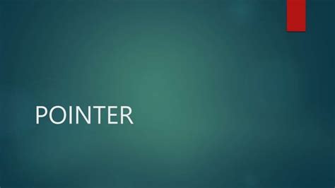 Pointers In C Programming Presentation Ppt