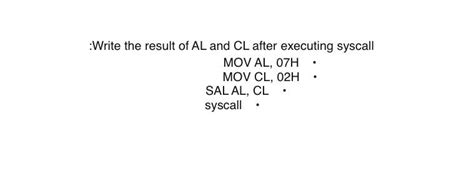 solved write the result of al and cl after executing