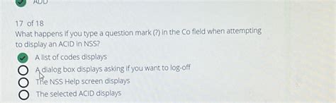 Solved Add 17 Of 18 What Happens If You Type A Question Mark In The Co Field When