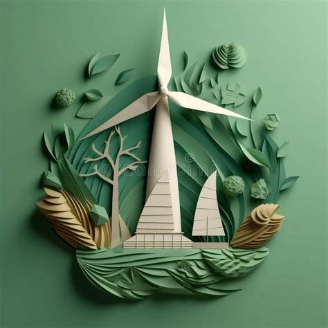 Renewable Energy In Paper Art Green Energy As Wings Generative Ai