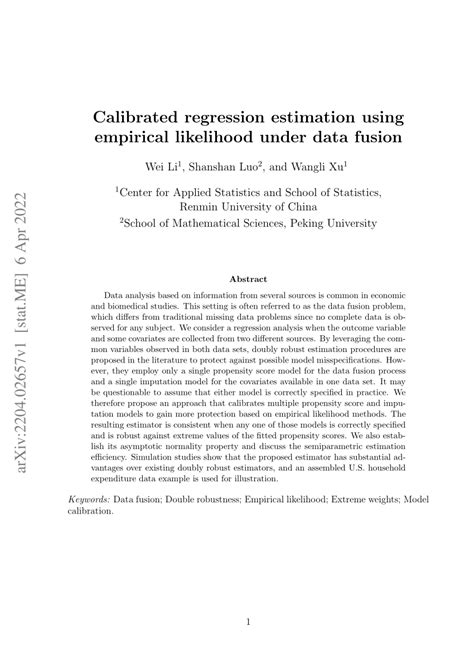 Pdf Calibrated Regression Estimation Using Empirical Likelihood Under