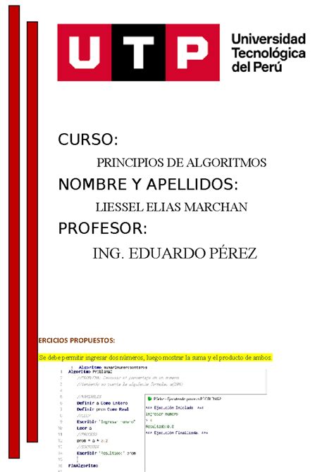 Principios De Algoritmos S03 S1 Ejercicios Propuestos 1 Se Debe