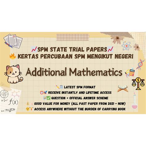 🔥updated 2024🔥 Spm Additional Mathematics State E Trial Percubaan Papers In Pdf Shopee Malaysia