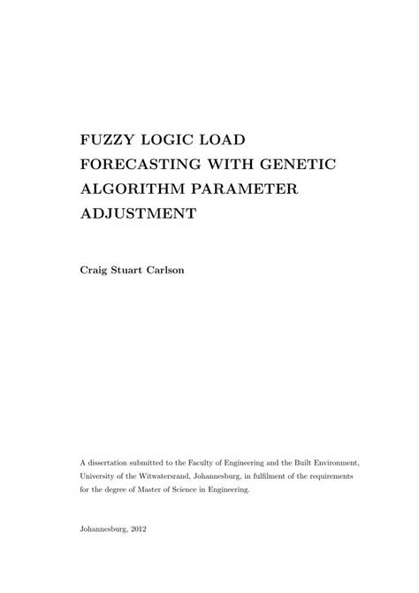 pdf fuzzy logic load forecasting with genetic algorithm · in