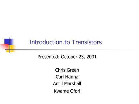 PPT Introduction To Transistors PowerPoint Presentation Free Download ID