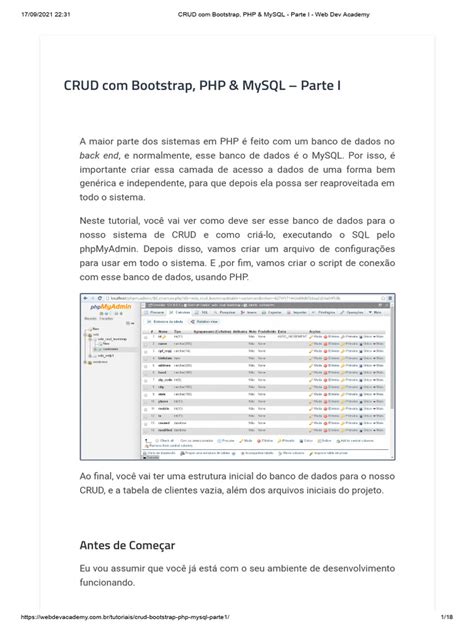Crud Com Bootstrap Php And Mysql Parte I Web Dev Academy Pdf Php Bancos De Dados