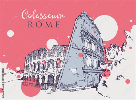Drawing Sketch Illustration Of The Colosseum Stock Vector Adobe Stock