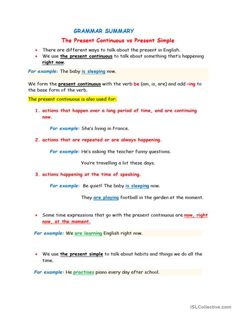 Present Si̇mple Or Present Continuous Pdf Syntax Linguistic