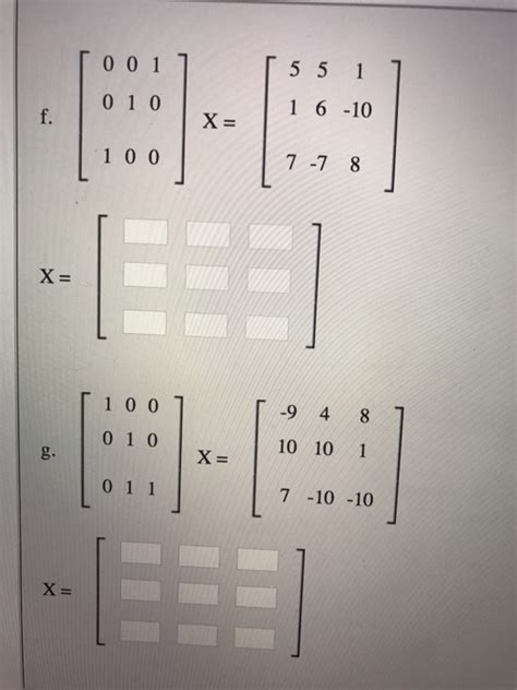 solved for each section find the matrix x solving the given