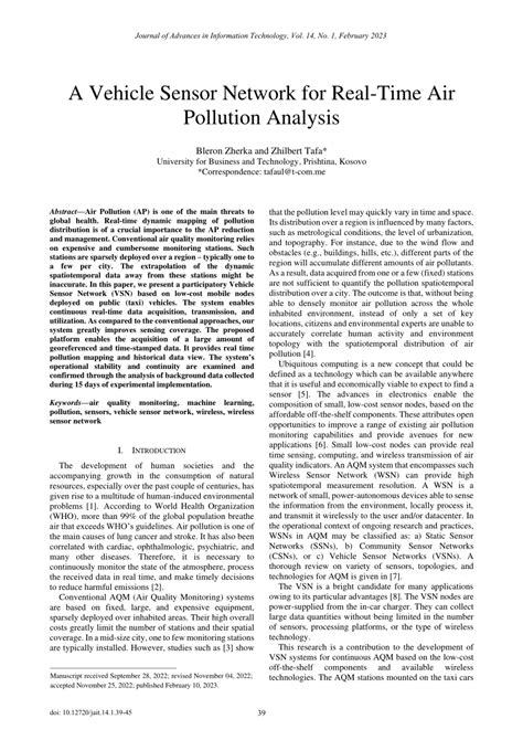 Pdf A Vehicle Sensor Network For Real Time Air Pollution Analysis