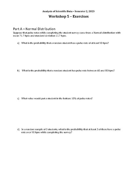 Workshop Exercises Analysis Of Scientific Data Semester Workshop Exercises