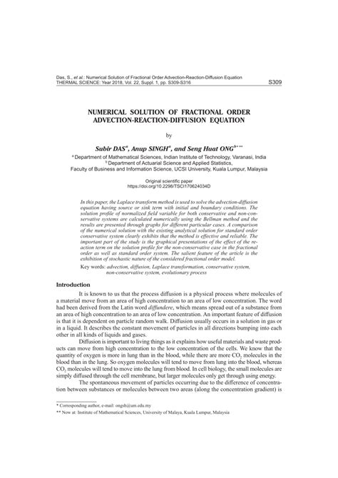 Pdf Numerical Solution Of Fractional Order Advection Reaction