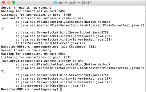 multithreading java thread bind exception combined with address already in use error client