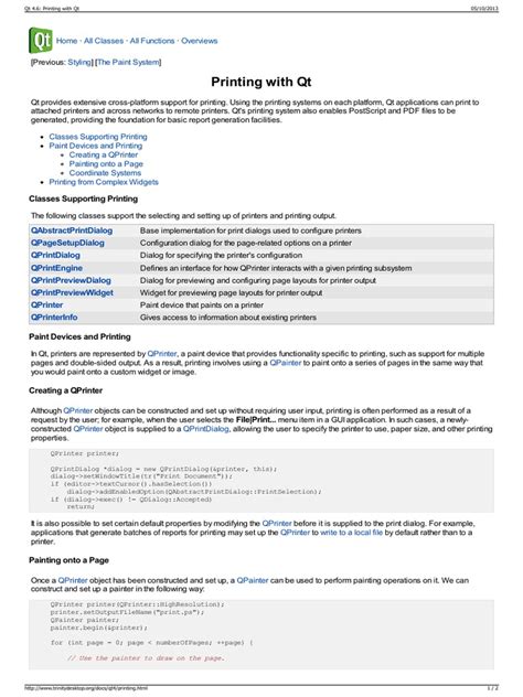Qt 46 Printing With Qt Download Free Pdf Printer Computing