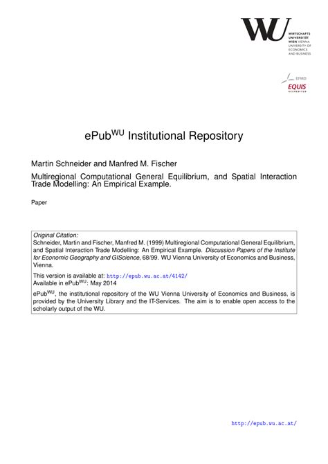 Pdf Multiregional Computational General Equilibrium And Spatial