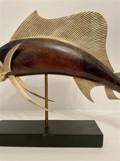 Sailfish Sculpture In Brass And Mahogany For Sale At 1stdibs