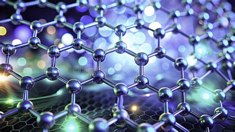 Vibrant Bokeh Visualization Of Graphenes Molecular Structure A Stunning