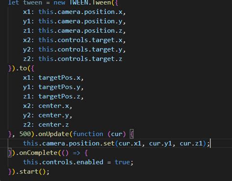 the camera is not recognized in tweenjs onupdate questions three js