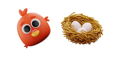 Red Bird And Bird Nest 3d Cursor Sweezy Custom Cursors
