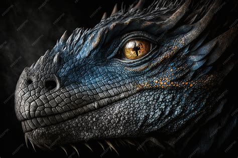 Premium Photo Portrait Of A Real Dragon Big Face Closeup Generative Ai