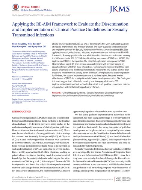 Pdf Applying The Re Aim Framework To Evaluate The Dissemination And Implementation Of Clinical